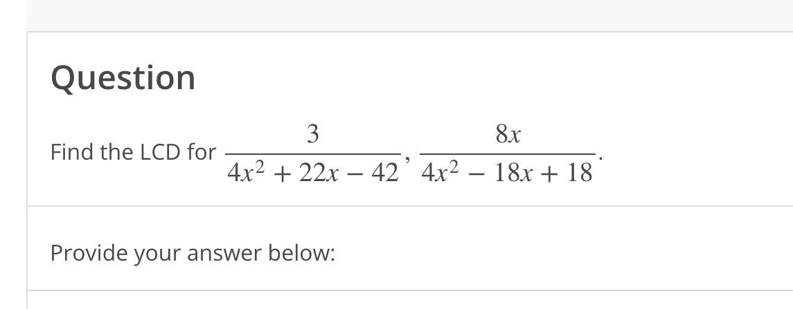 Solved QuestionFind the LCD for | Chegg.com