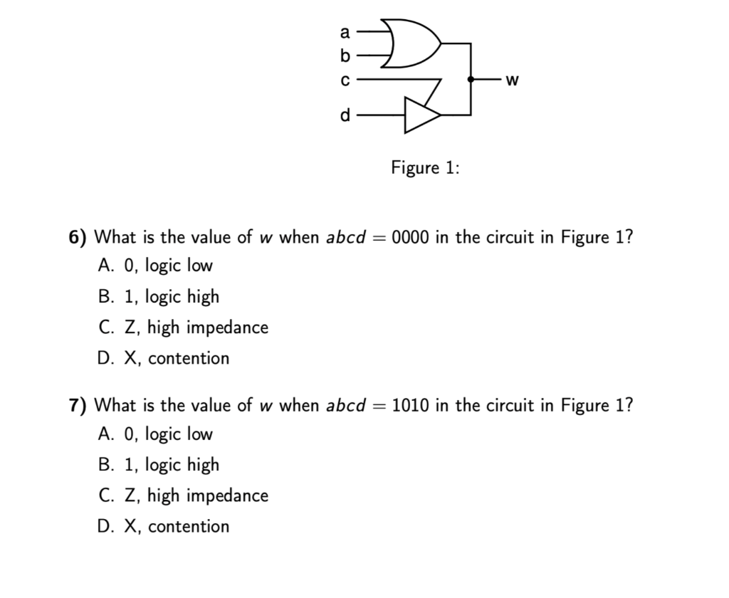 Solved a b ܘ ܘ ܘ ܘ w Figure 1: 6) What is the value of w | Chegg.com