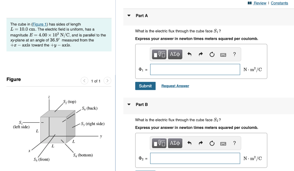 Solved A Review Constants Part A The cube in (Figure 1) has | Chegg.com