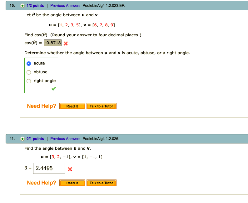 Solved 1/2 points | Previous Answers PooleLinAlg4 1.2.023.EP | Chegg.com