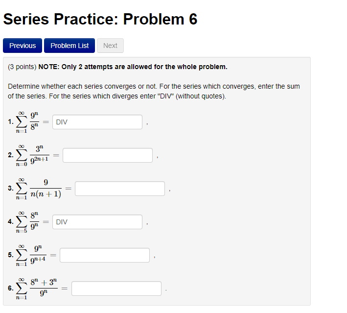 Solved Series Practice: Problem 6 Previous Problem List Next | Chegg.com Solved Series Practice: Problem 6 Previous Problem List Next | Chegg.com