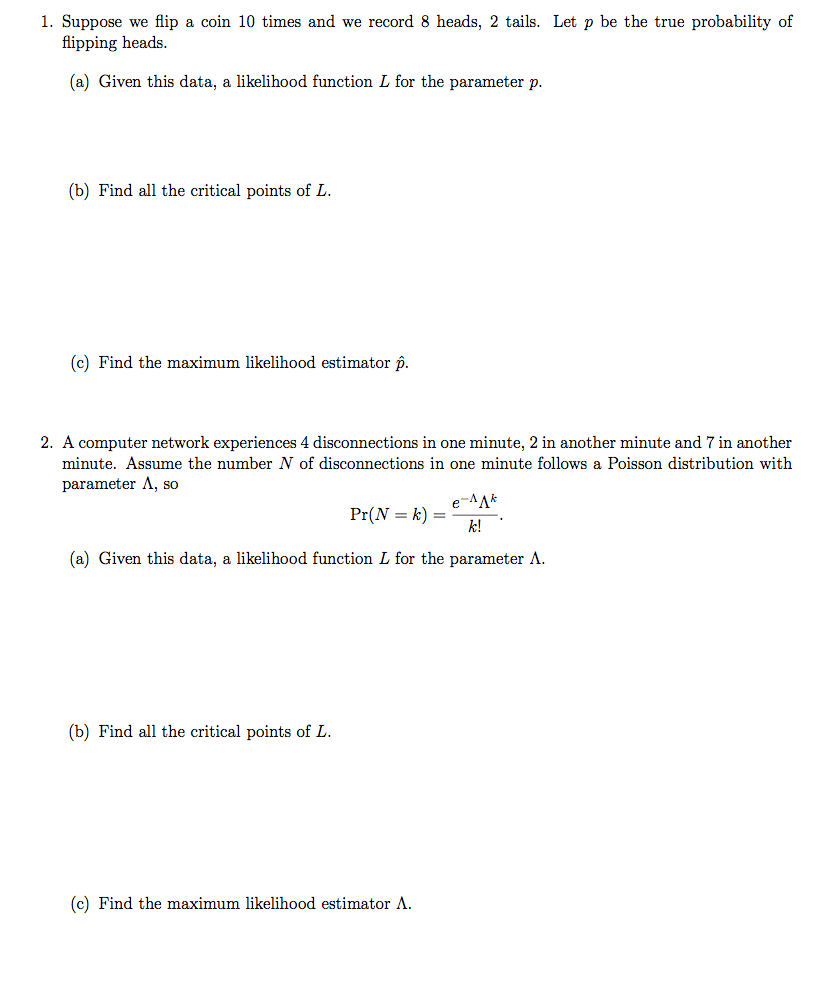 Solved Suppose we flip a coin 10 times and we record 8 | Chegg.com