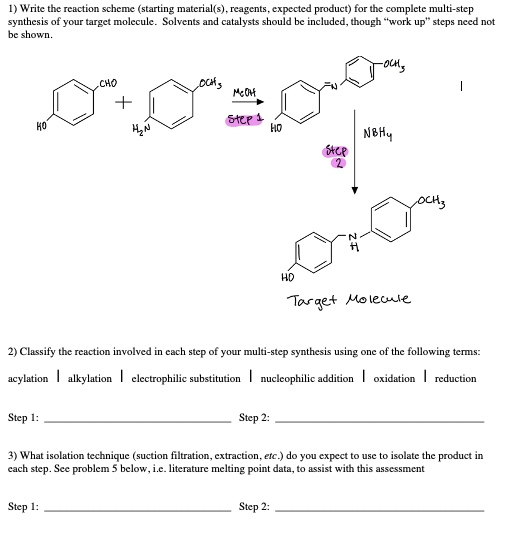 Solved 1) Write the reaction scheme (starting material(s), | Chegg.com