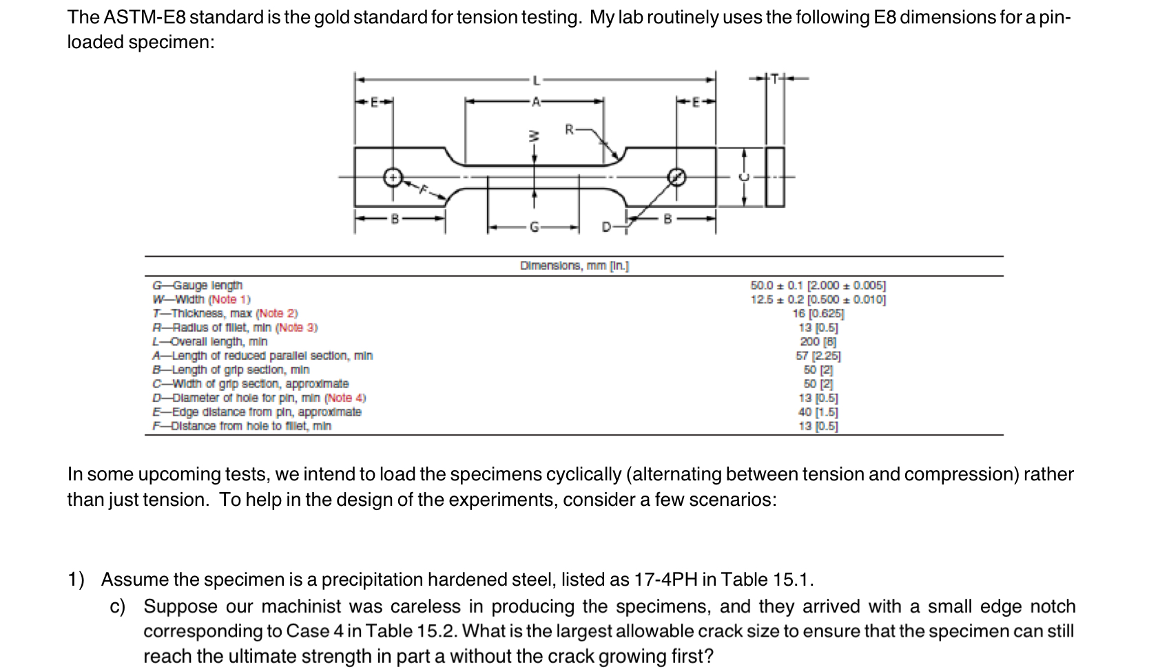 Solved The ASTM-E8 standard is the gold standard for tension | Chegg.com