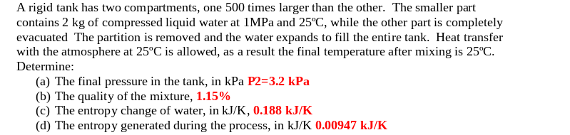Solved A rigid tank has two compartments, one 500 times | Chegg.com