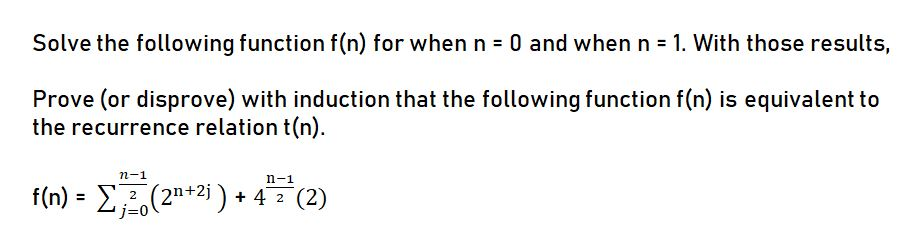 Solved 1. Consider the following recurrence relation: t(n) = | Chegg.com