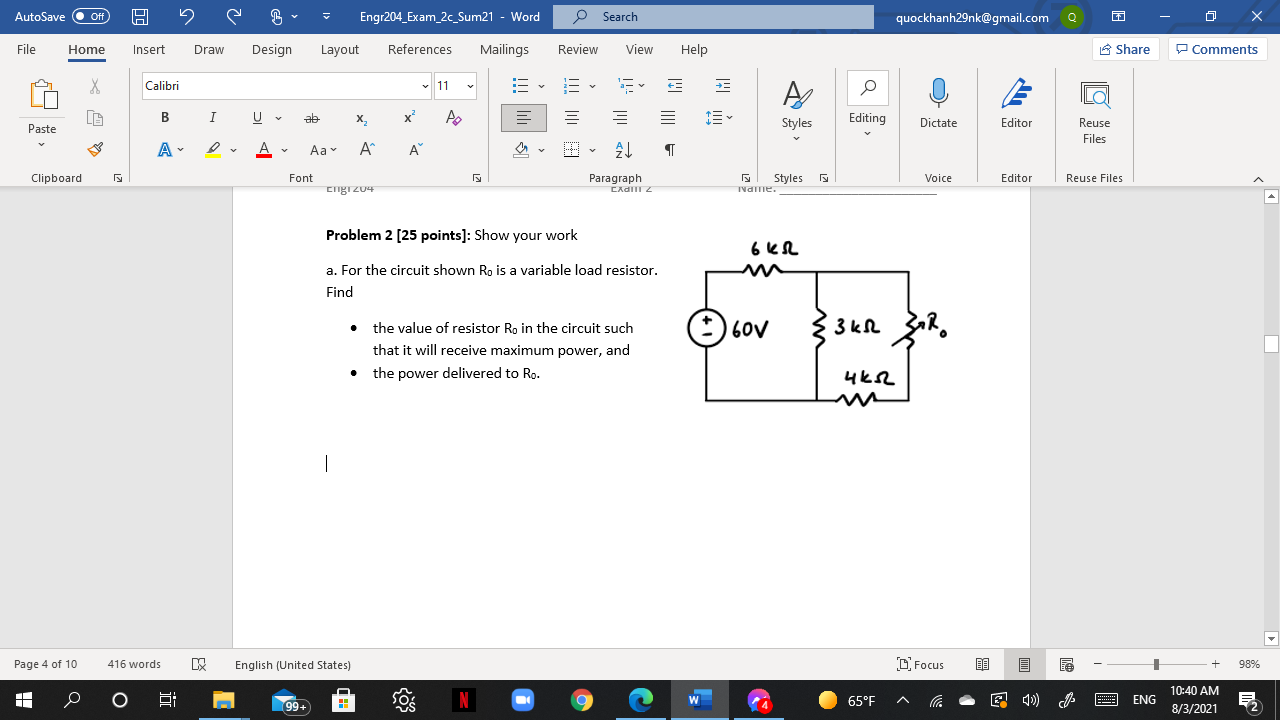 Solved AutoSave Off I Engr204_Exam_2c_Sum21 - Word Search | Chegg.com