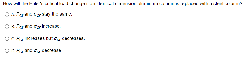 Solved How will the Euler's critical load change if an | Chegg.com