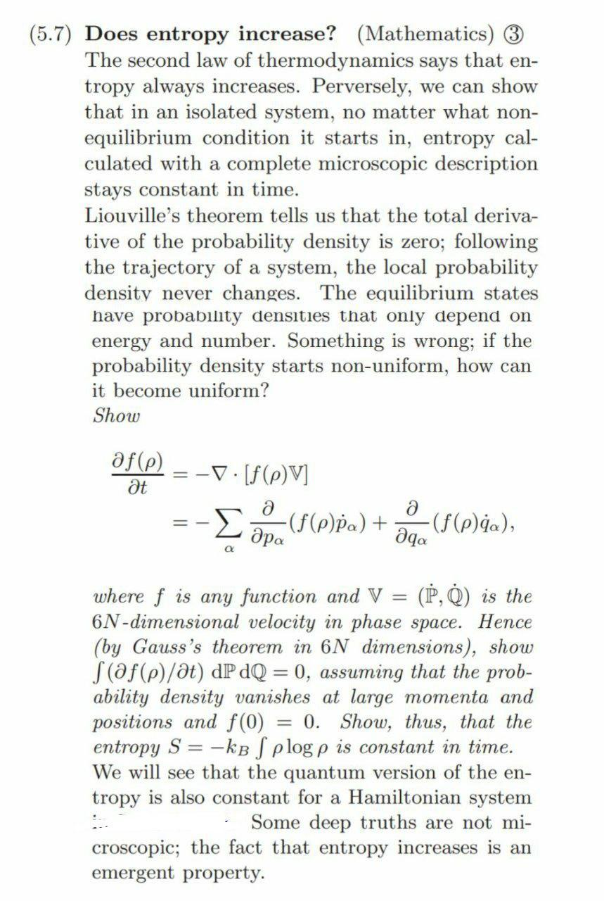 Solved (5.7) Does entropy increase? (Mathematics) 3 The | Chegg.com