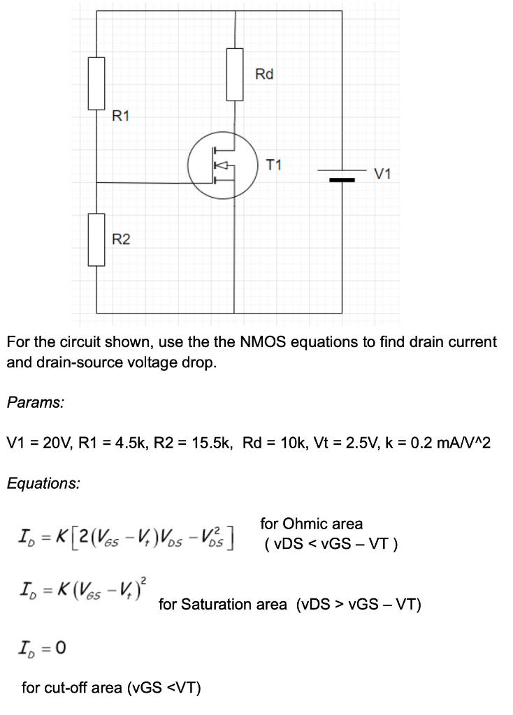 Solved For the circuit shown, use the the NMOS equations to | Chegg.com