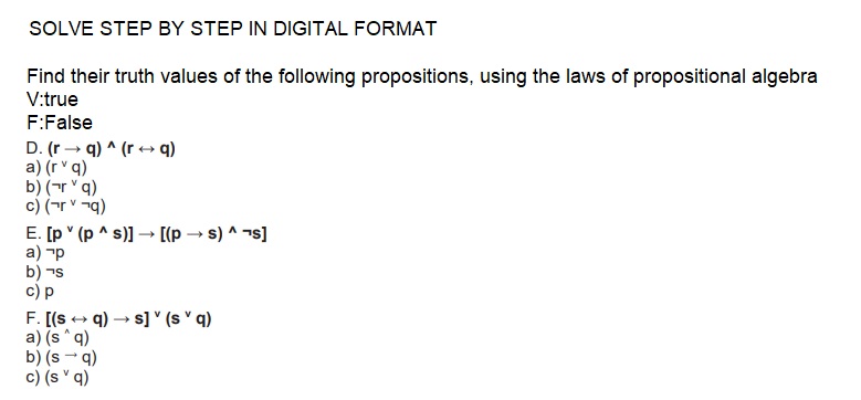 Solved Find their truth values of the following | Chegg.com