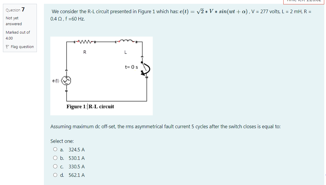 Solved We consider the R-L circuit presented in Figure 1 | Chegg.com