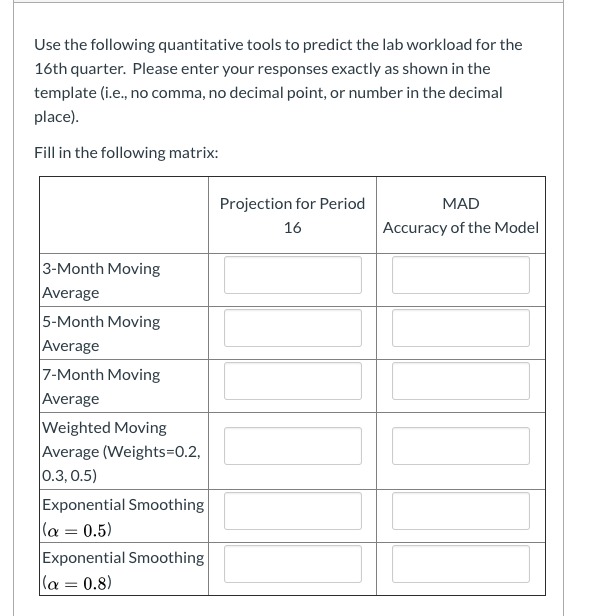 Use the attached Forecasting Template provided by the | Chegg.com