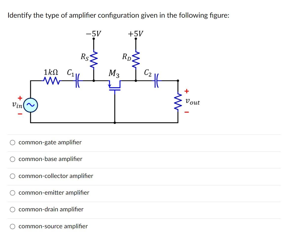 Solved Identify the type of amplifier configuration given in | Chegg.com