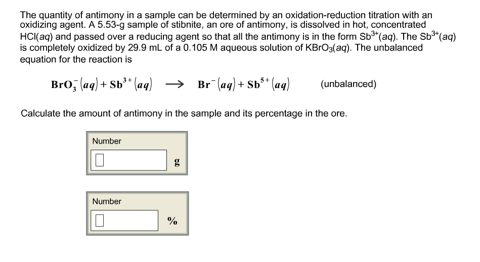 Solved The quantity of antimony in a sample can be | Chegg.com
