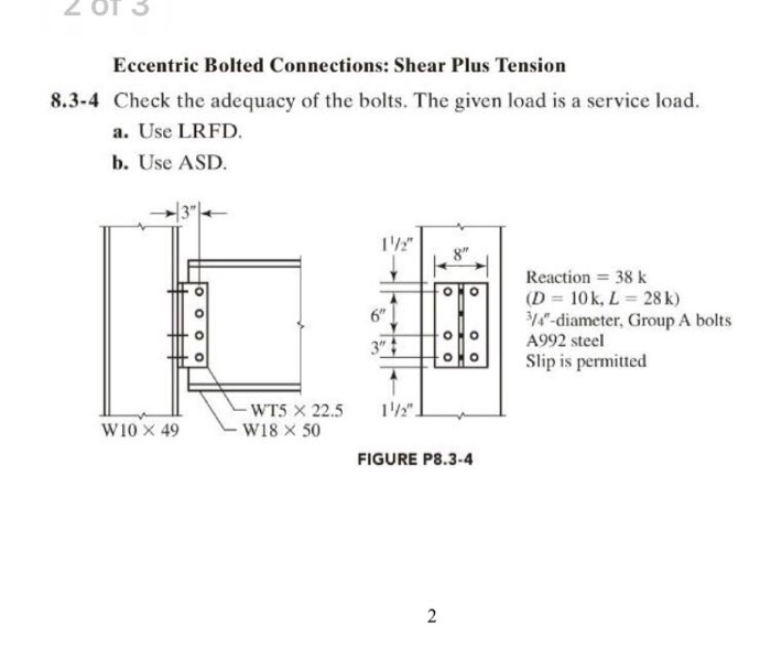 Solved 2 01 3 Eccentric Bolted Connections: Shear Plus | Chegg.com