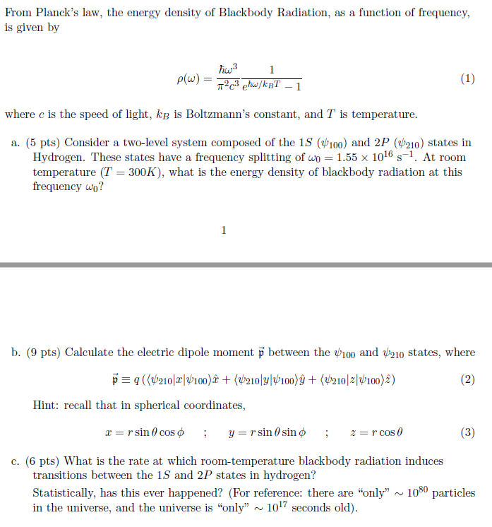 Solved From Planck's law, the energy density of Blackbody | Chegg.com