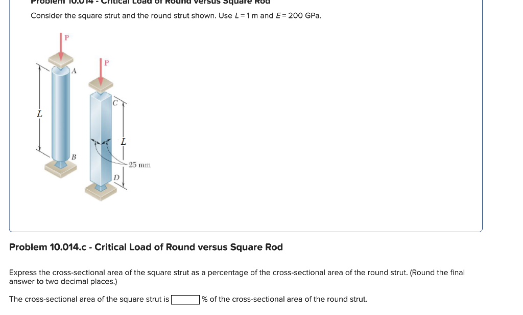 Solved Consider the square strut and the round strut shown. | Chegg.com