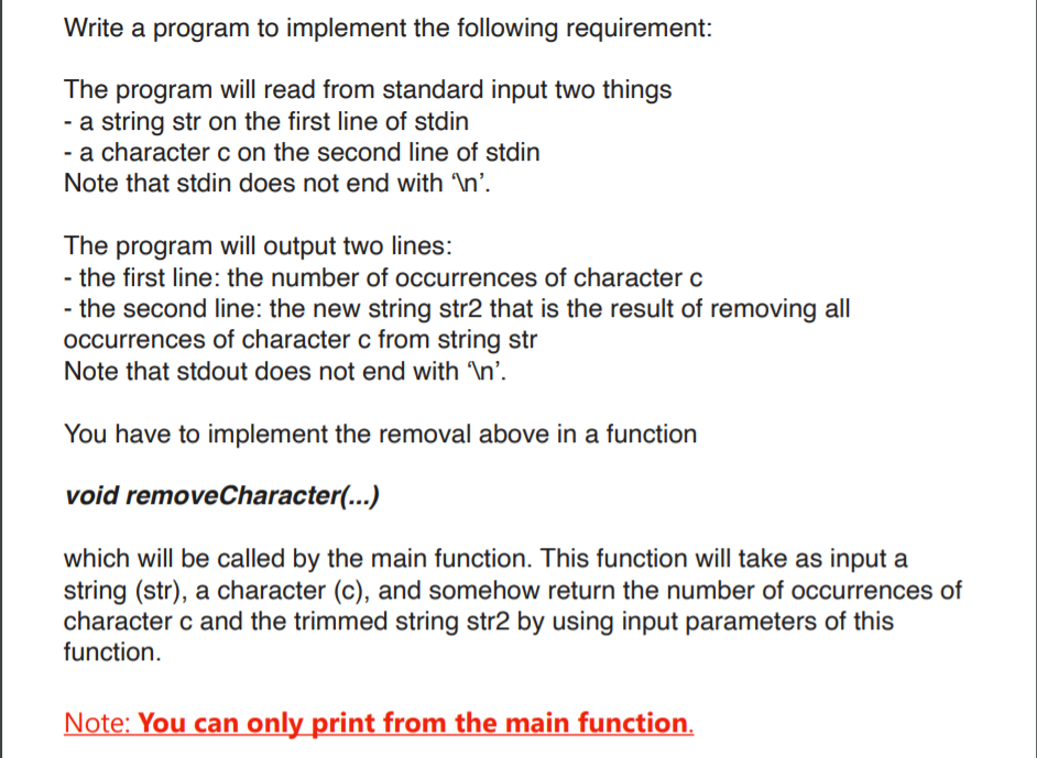 Solved Write a program to implement the following | Chegg.com
