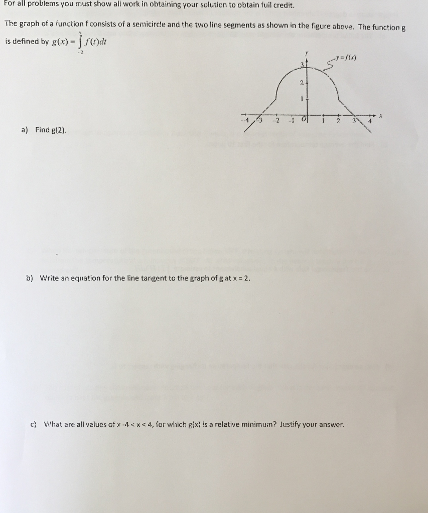 Solved For all problems you must show all work in obtaining | Chegg.com