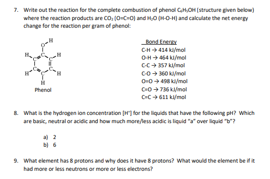 Solved 7. Write out the reaction for the complete combustion | Chegg.com
