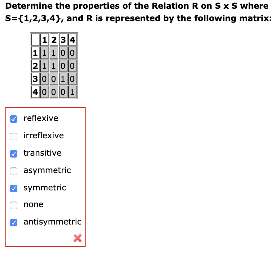 Solved Determine the properties of the Relation R on S x S | Chegg.com
