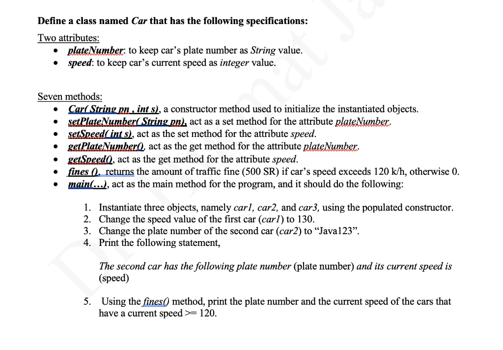 Solved Define a class named Car that has the following | Chegg.com