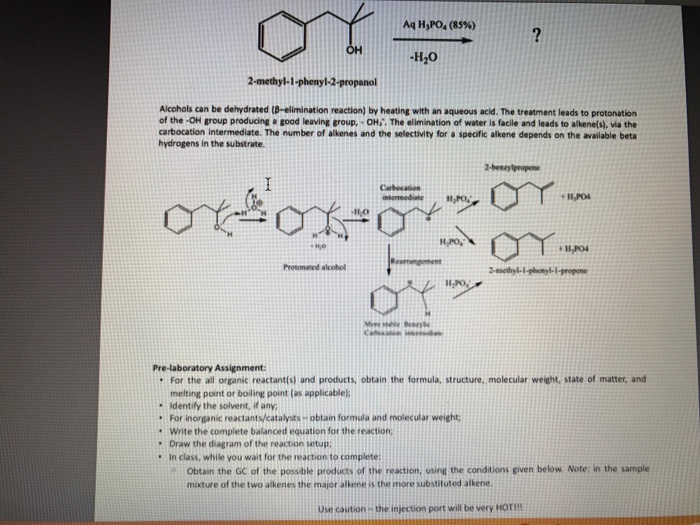 Aq H3PO4 (85%) -H20 2-methyl-1-phenyl-2-propanol | Chegg.com