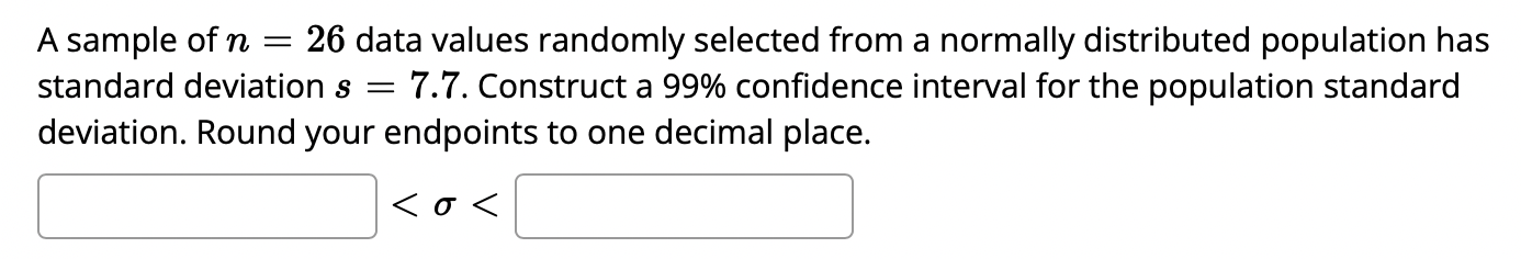 Solved A sample of n=26 data values randomly selected from a | Chegg.com