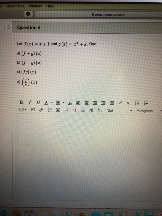 Solved y Bookmarks Window Help ? asun.instructure.com D | Chegg.com