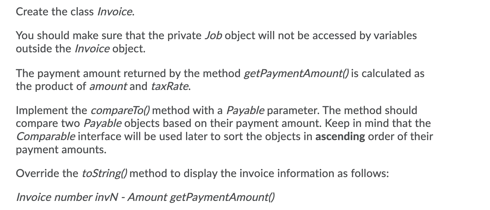 Solved Create the class Invoice. You should make sure that | Chegg.com