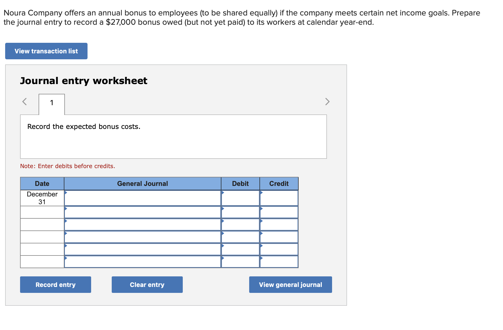 Solved Noura Company offers an annual bonus to employees (to | Chegg.com