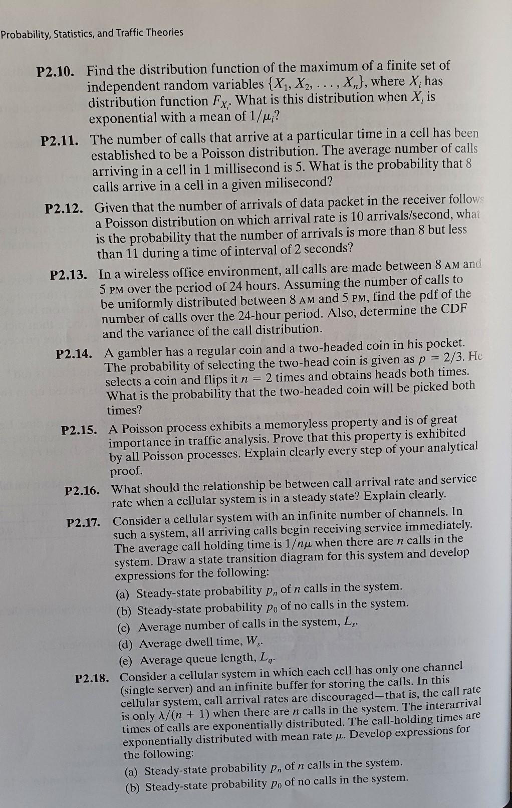 Solved Probability, Statistics, and Traffic Theories P2.10. | Chegg.com