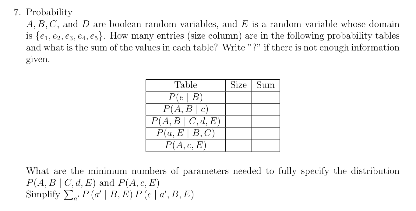 Solved 7. Probability A,B,C, and D are boolean random | Chegg.com