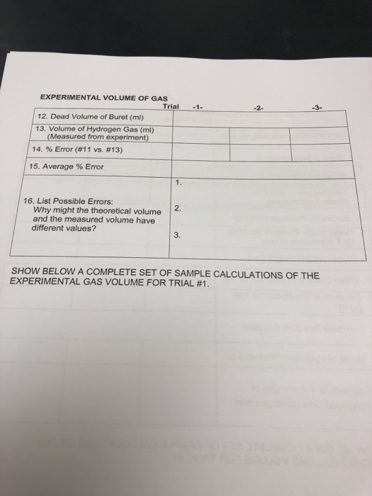 Solved Calculations 1. Vapor Pressure Correction Read water | Chegg.com