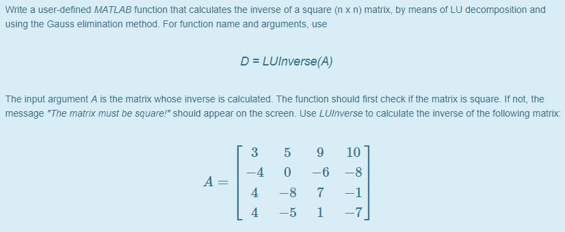 Solved Write a user-defined MATLAB function that calculates | Chegg.com