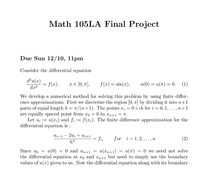 Solved Math 105LA Final Project Due Sun 12/10, 11pm Consider | Chegg.com