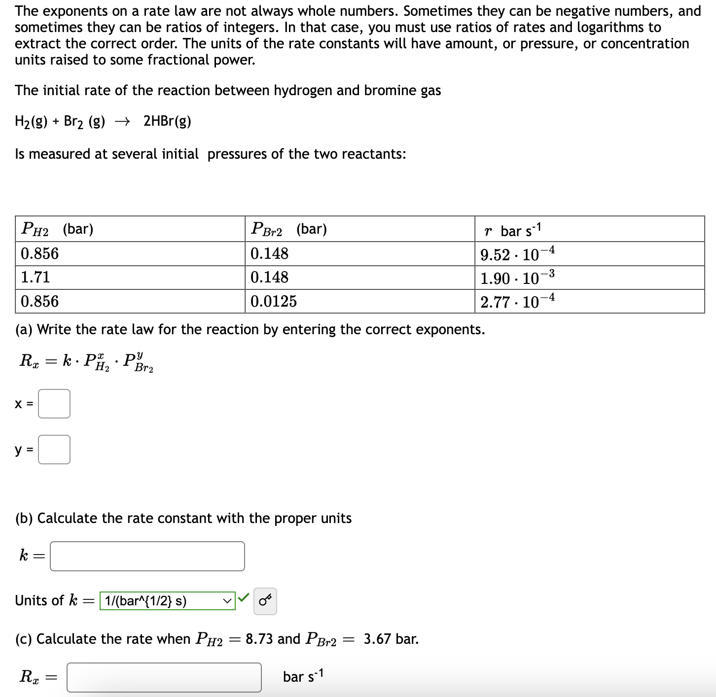 Solved The exponents on a rate law are not always whole | Chegg.com