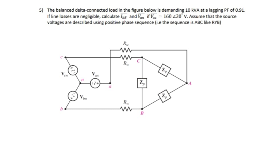 Solved The balanced delta-connected load in the figure below | Chegg.com