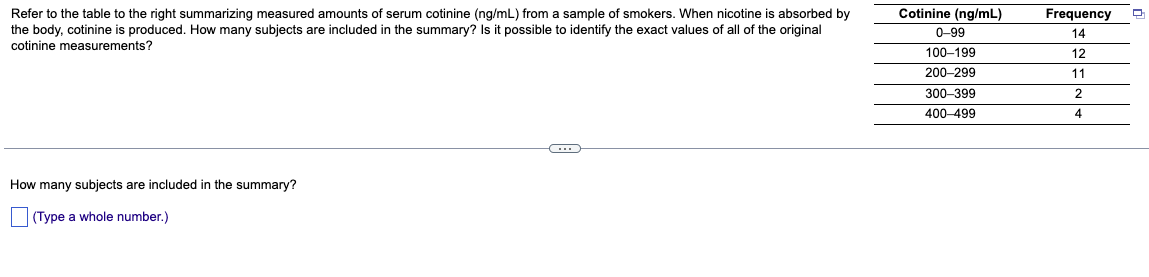 Solved Refer to the table to the right summarizing measured | Chegg.com