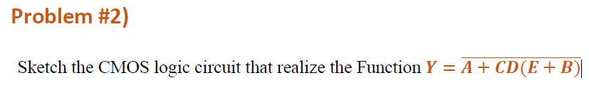 Solved Problem #2) Sketch the CMOS logic circuit that | Chegg.com