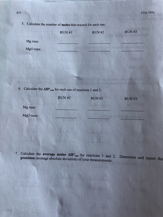 UTA-707e F17 Name Section Date LAB REPORT EXPERIMENT | Chegg.com