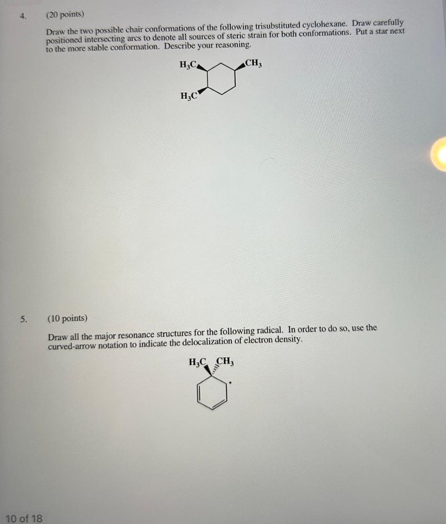 Solved (20 points) Draw the two possible chair conformations | Chegg.com