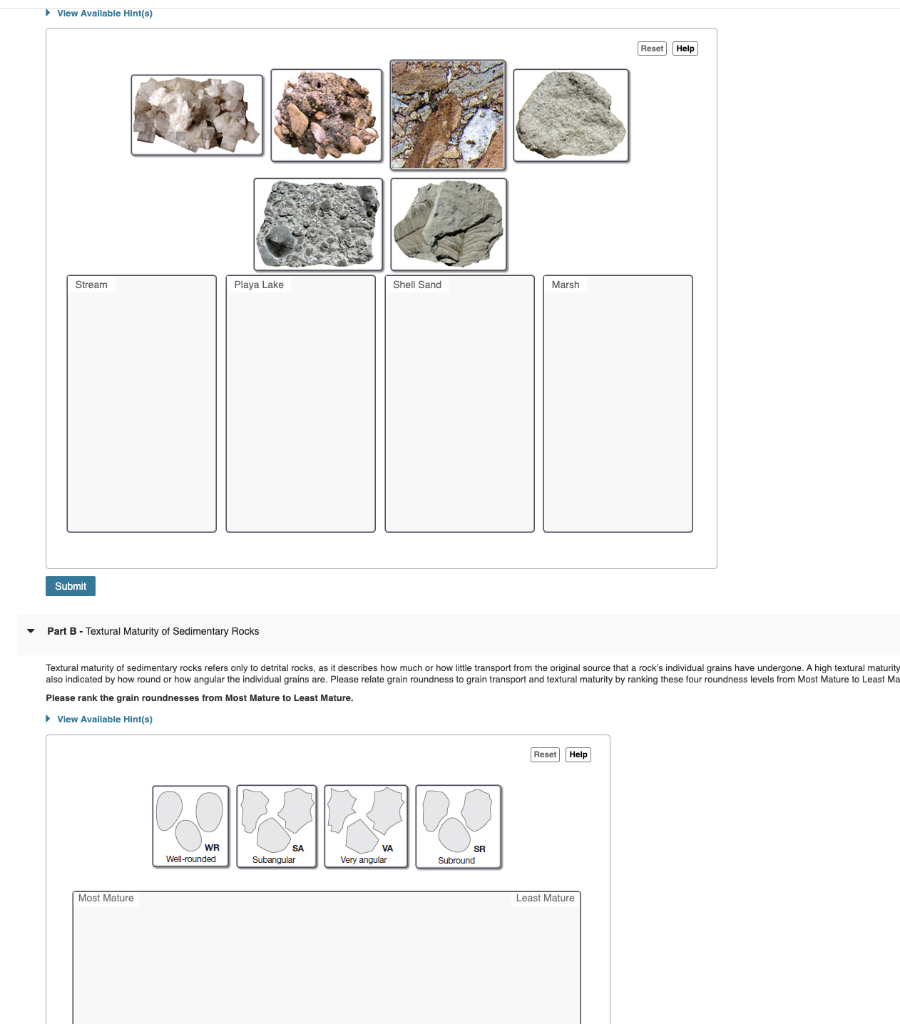 Solved Part A - Sorting Sedimentary Rocks by Texture | Chegg.com