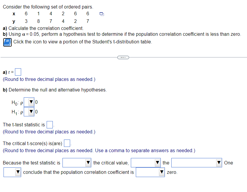 Solved Student's t-distributionConsider the following set of | Chegg.com
