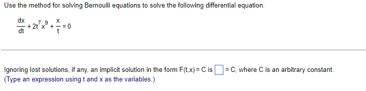 Solved Use the method for solving Bernoulli equations to | Chegg.com