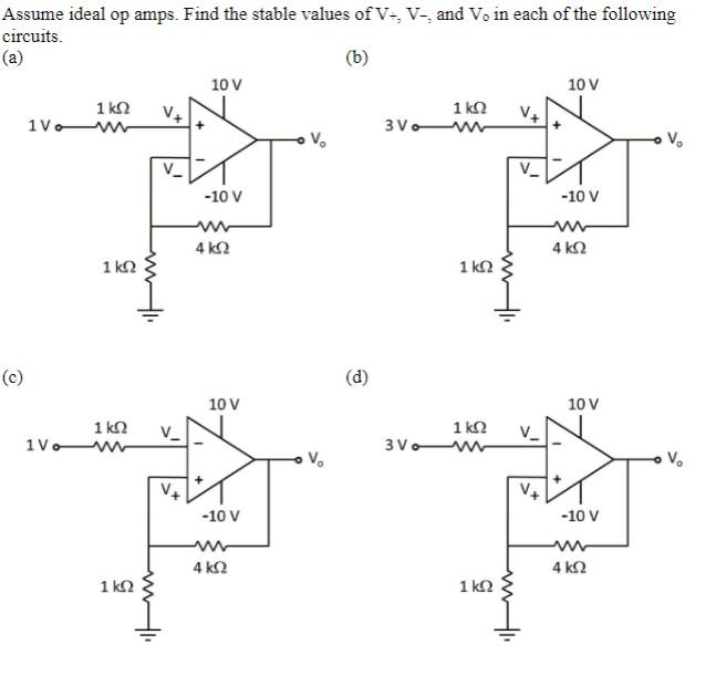 Solved Assume ideal op amps. Find the stable values of | Chegg.com