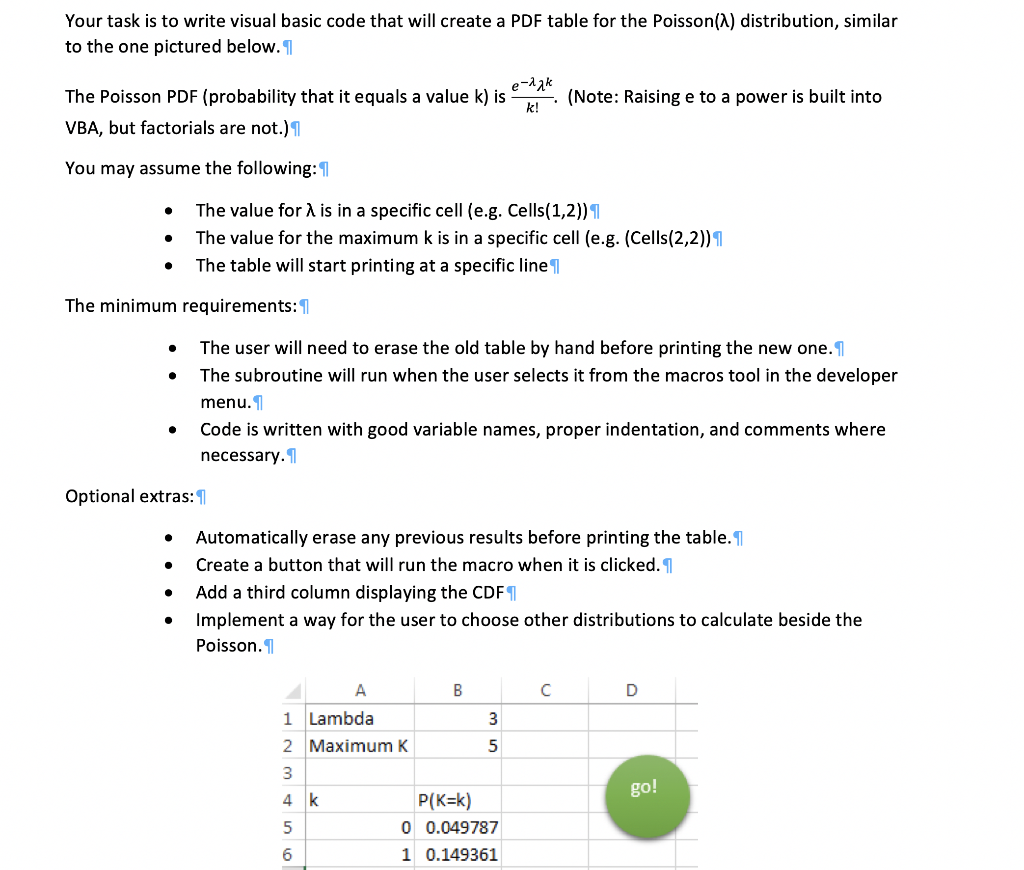 Solved Your Task Is To Write Visual Basic Code That Will Chegg