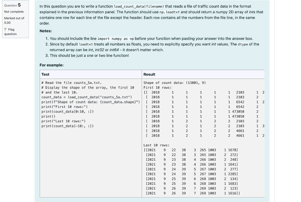 Solved Question 5 Not complete Marked out of 5.00 Flag | Chegg.com