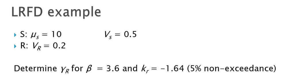 Solved LRFD example DS: μs=10 D R:VR=0.2Vs=0.5 Determine γR | Chegg.com